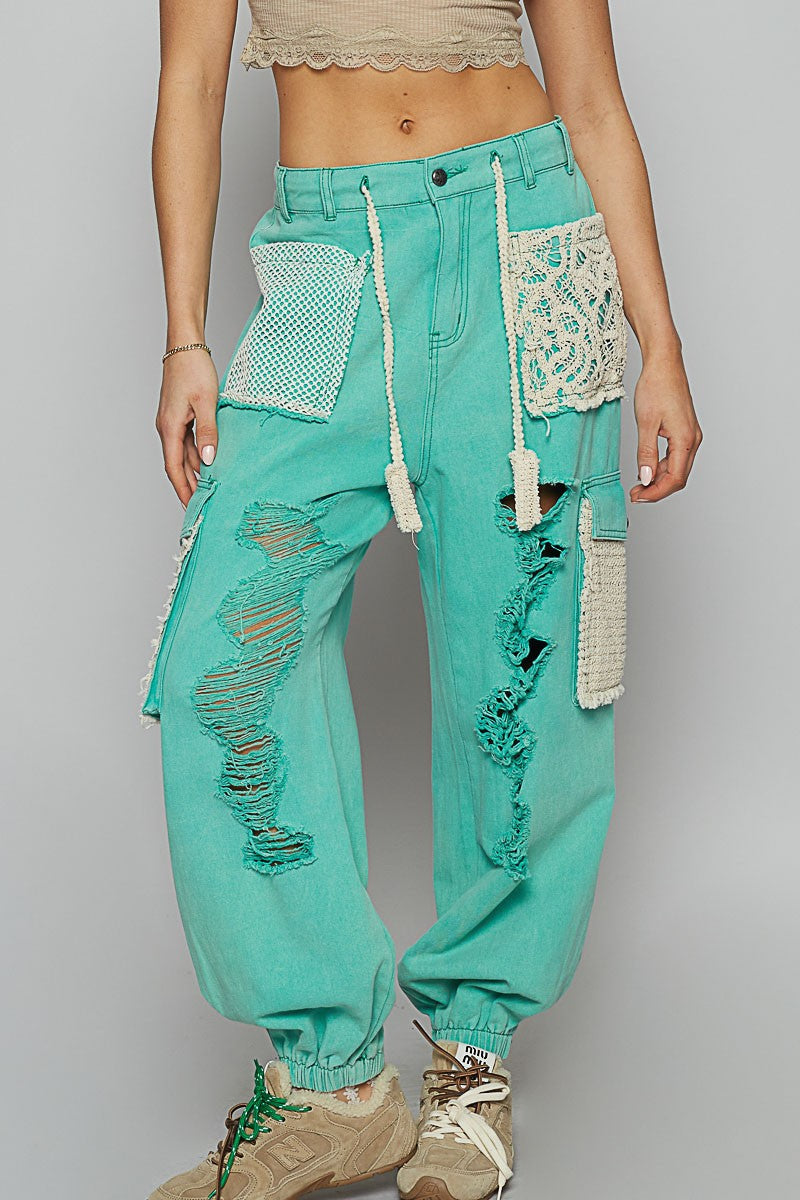 Teal Time Jogger Pant with Crochet – The Red Raccoon