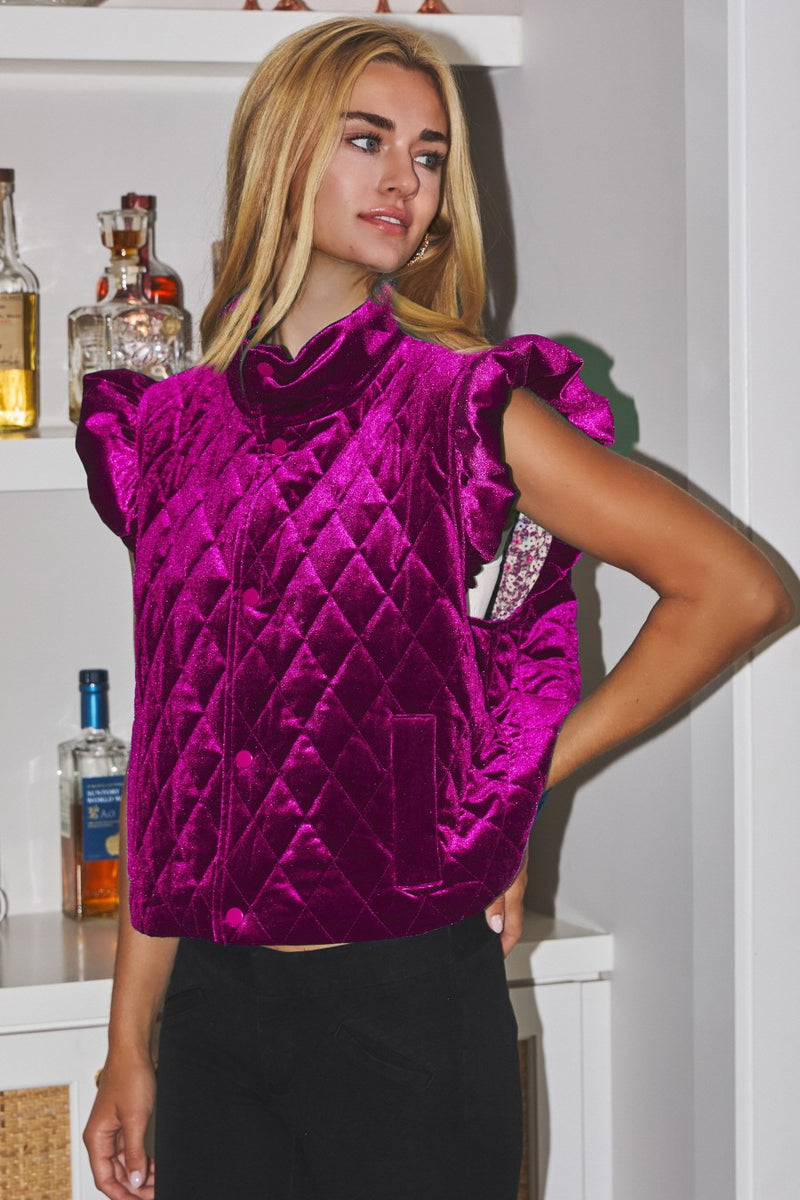 Magenta Quilted Velvet Flutter Vest – The Red Raccoon