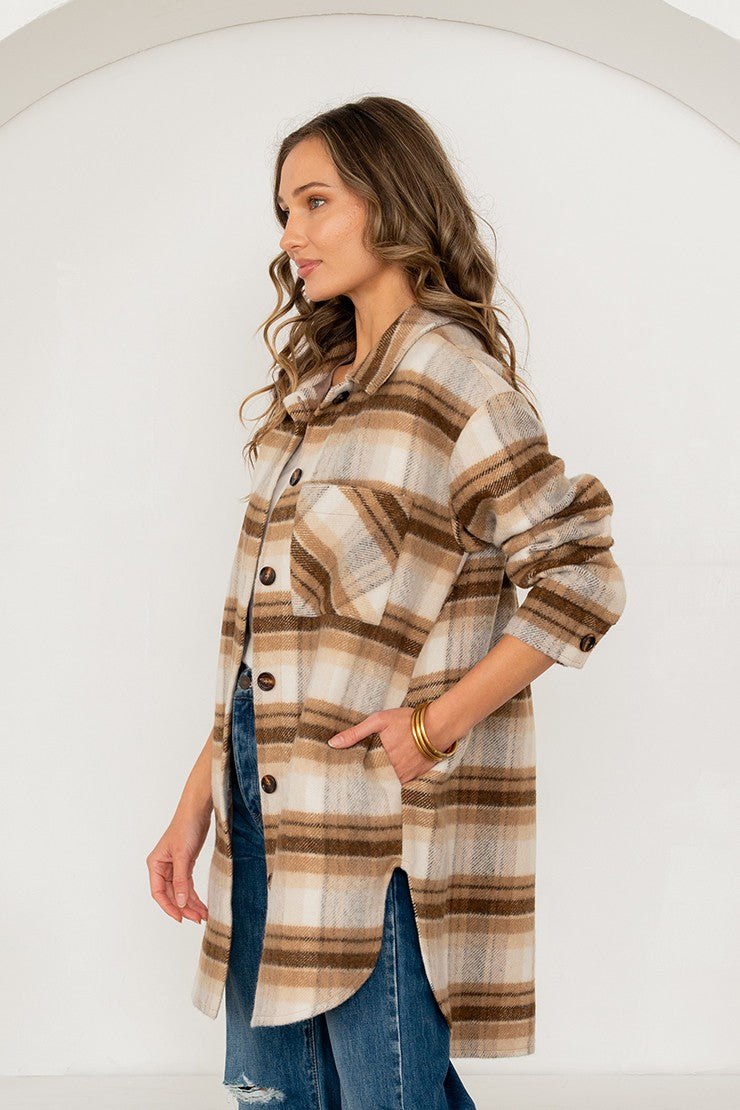 Pumpkin Spice Plaid Brushed Shacket – The Red Raccoon
