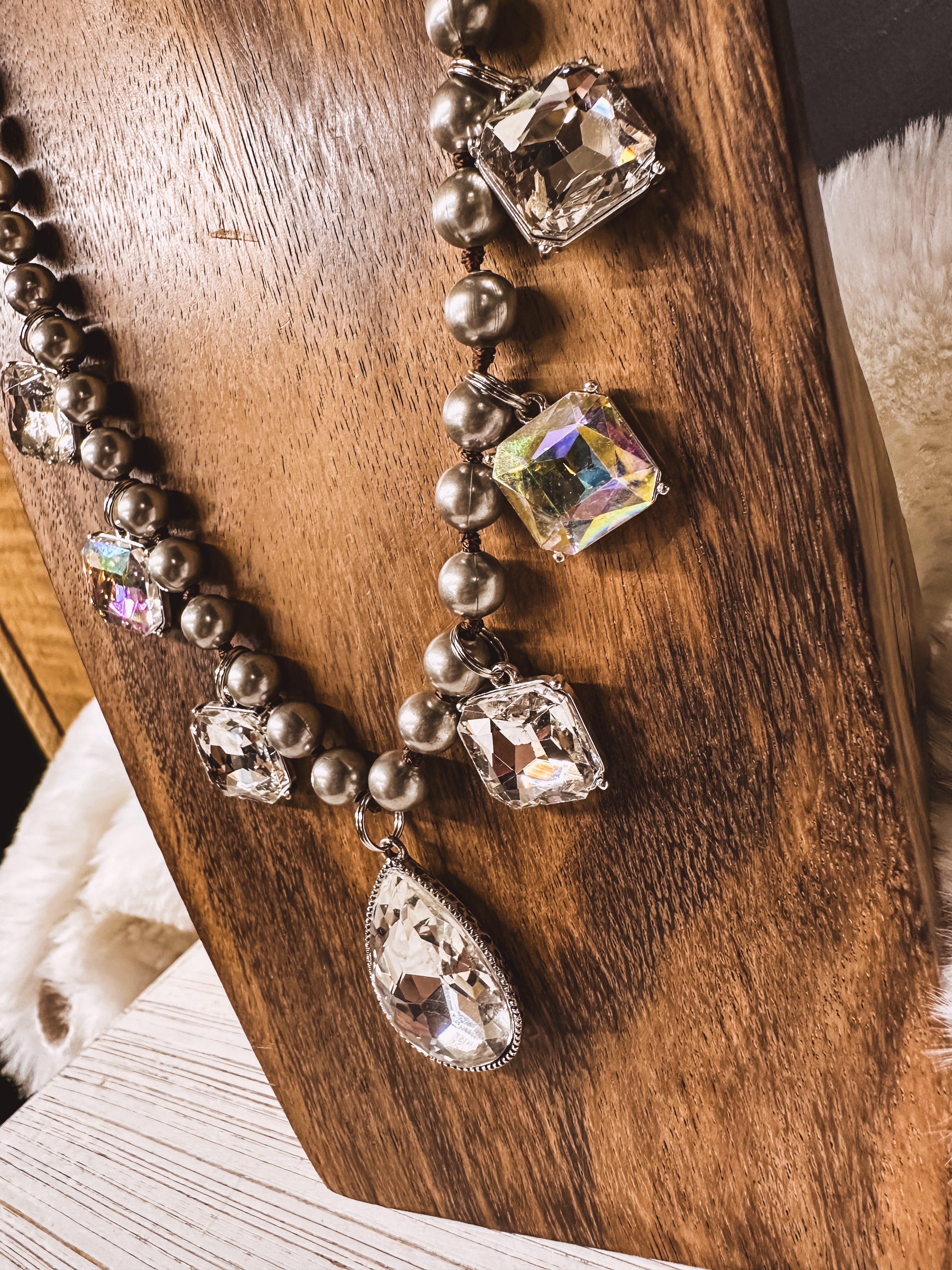 Crystal AB Charm Ball Necklace – The Red Raccoon