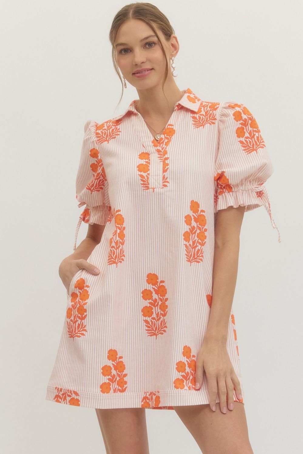 Orange Flower Fields Striped Dress – The Red Raccoon